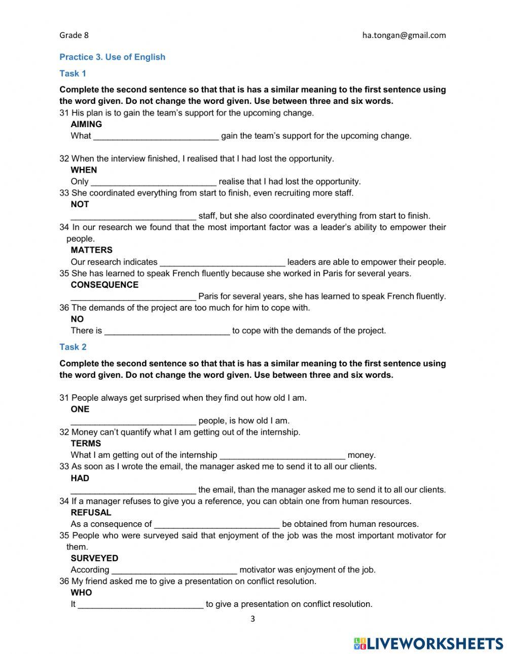 G8 Day 48 Practice 3 worksheet | Live Worksheets