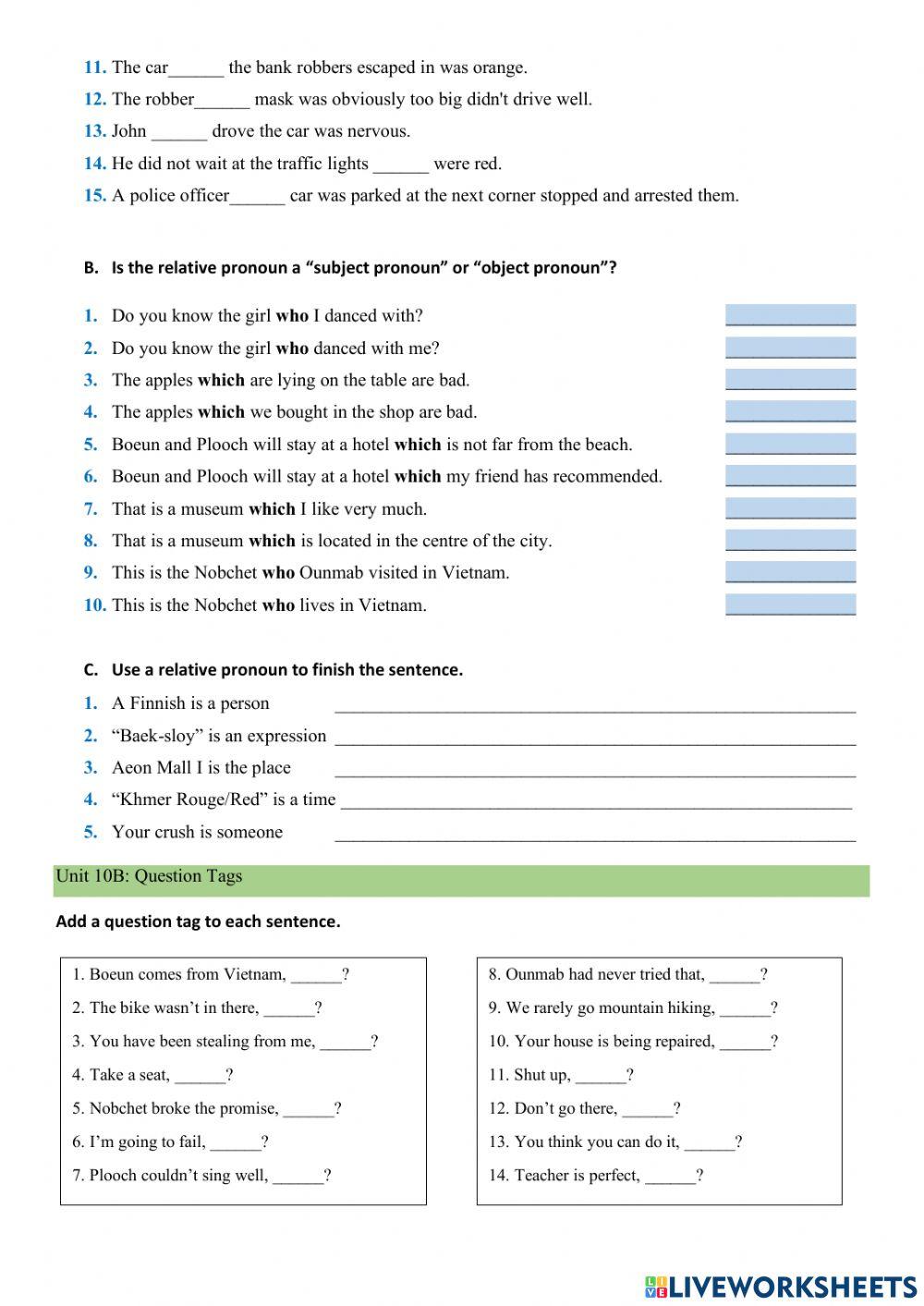 GEP 8 - Review II (9B,10A,10B) worksheet | Live Worksheets