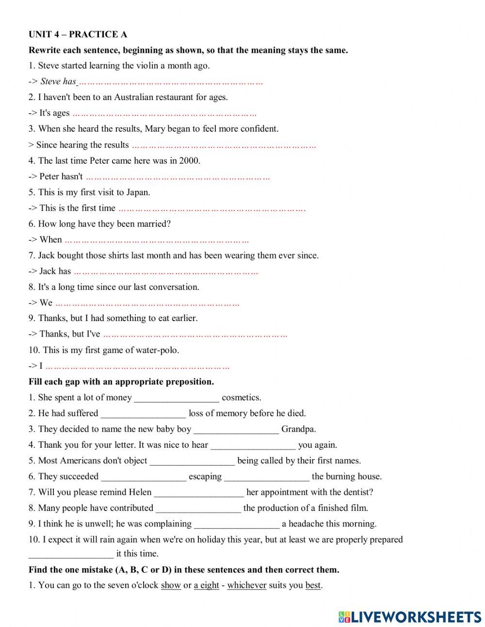 G12 u4 practice a worksheet | Live Worksheets