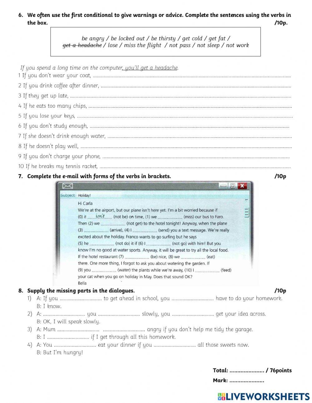 1718085 | First Conditional | Sintija | LiveWorksheets