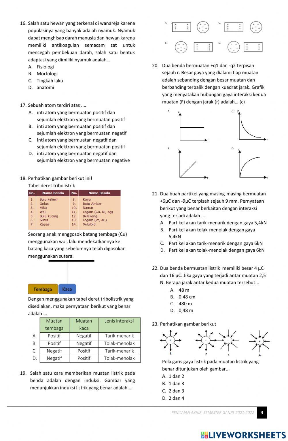 PAS IPA kelas 9 online exercise for | Live Worksheets