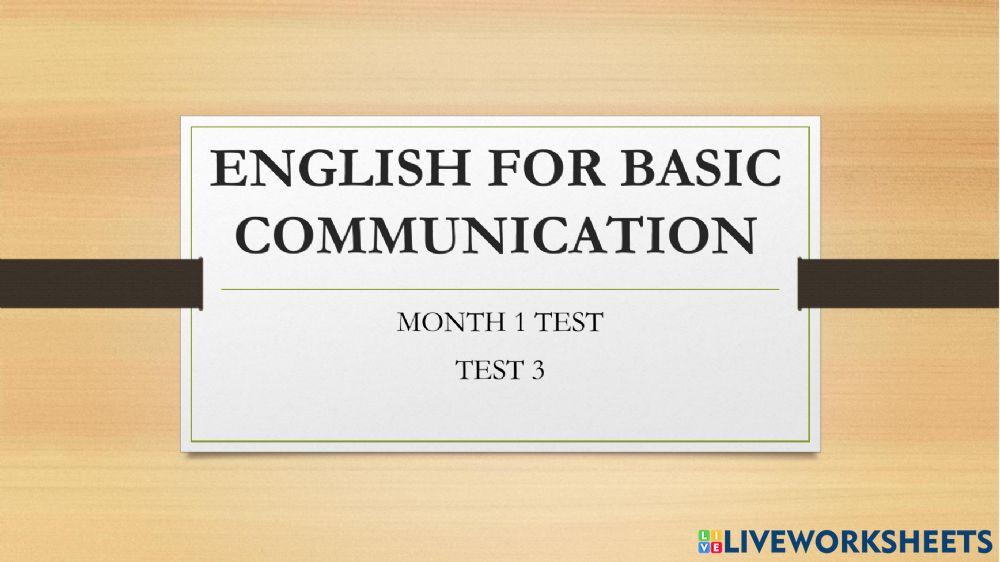 Beginner Month 1 test 3 online exercise for | Live Worksheets