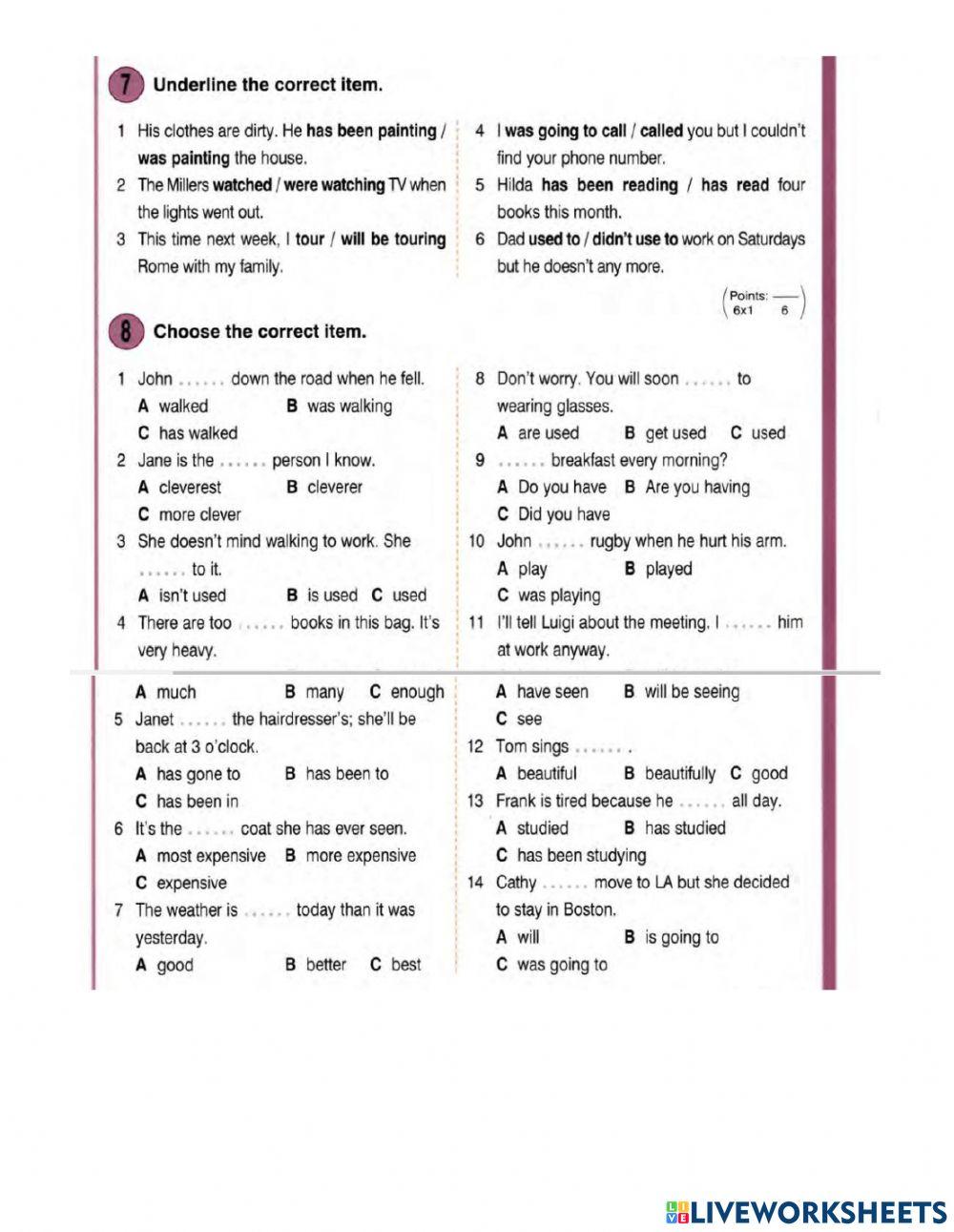 Revision 3 New Round Up 4 worksheet | Live Worksheets