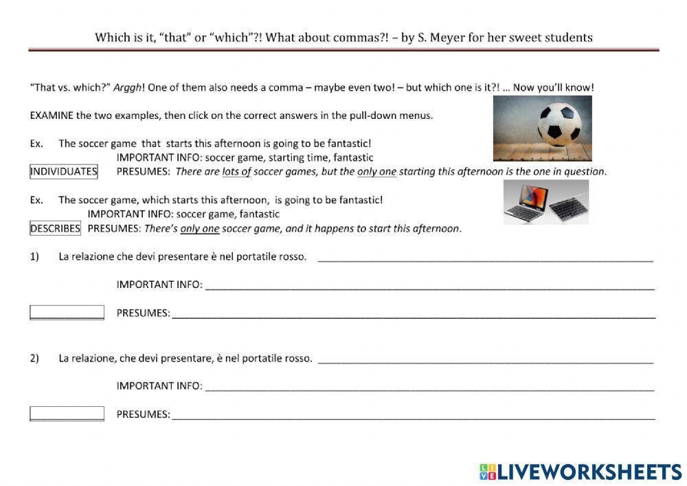SMT-that vs which worksheet | Live Worksheets