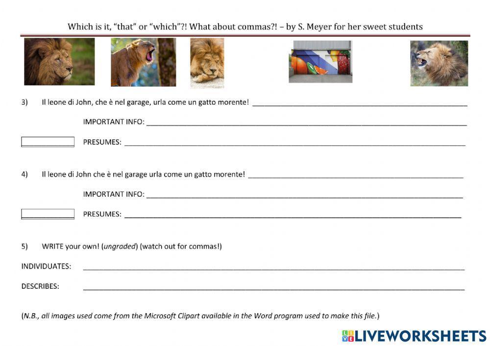 SMT-that vs which worksheet | Live Worksheets