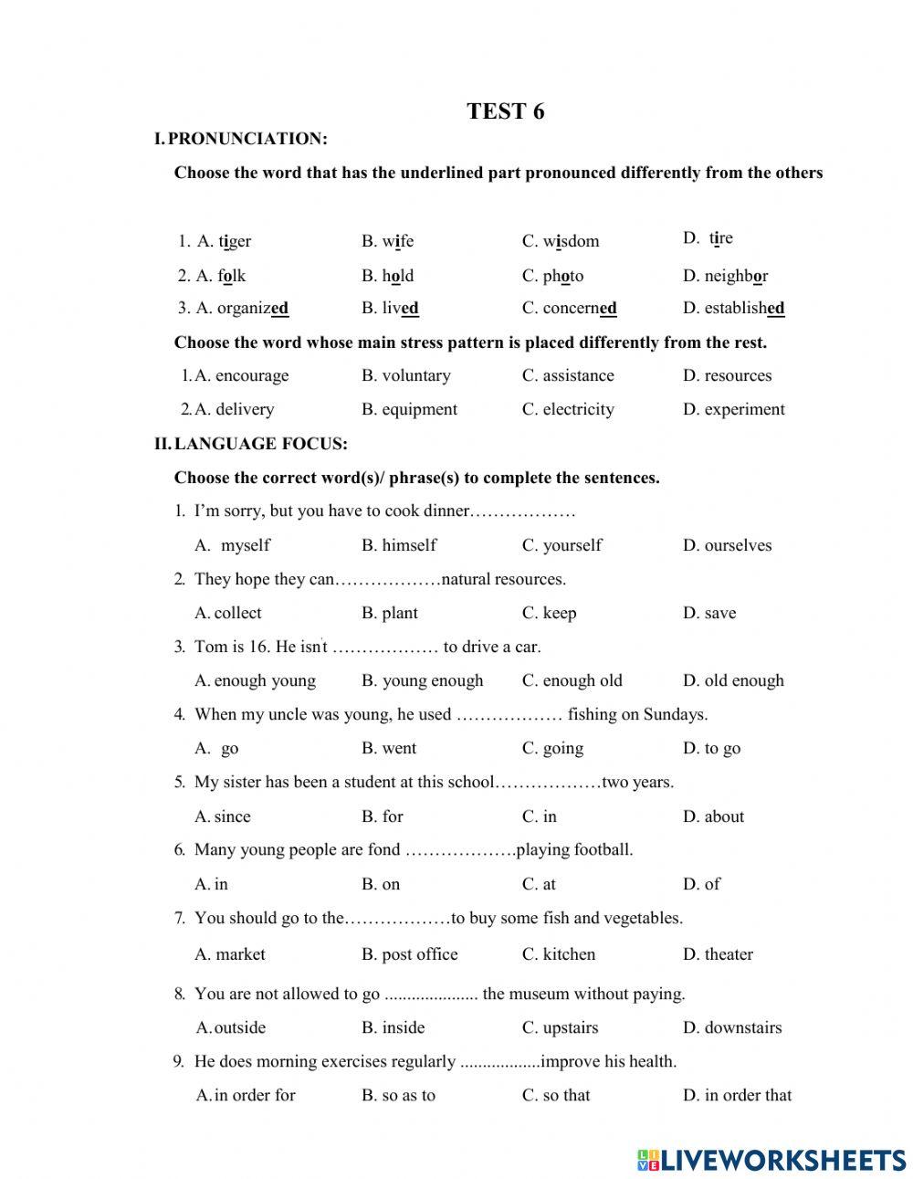 VIDV12 | Test 6 1718675 | LiveWorksheets