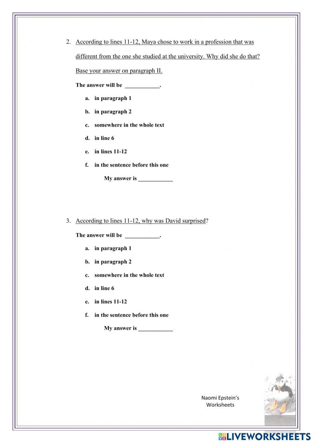 Where would I find this in the text? worksheet | Live Worksheets