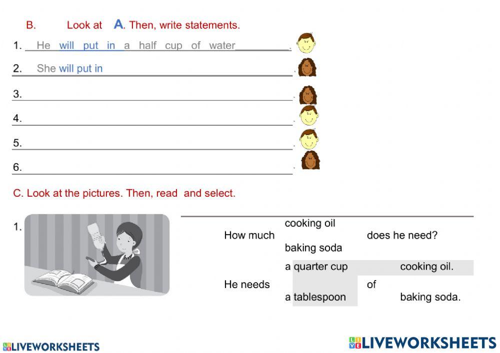 ACTIVITIES ABOUT QUANTITIES worksheet | Live Worksheets