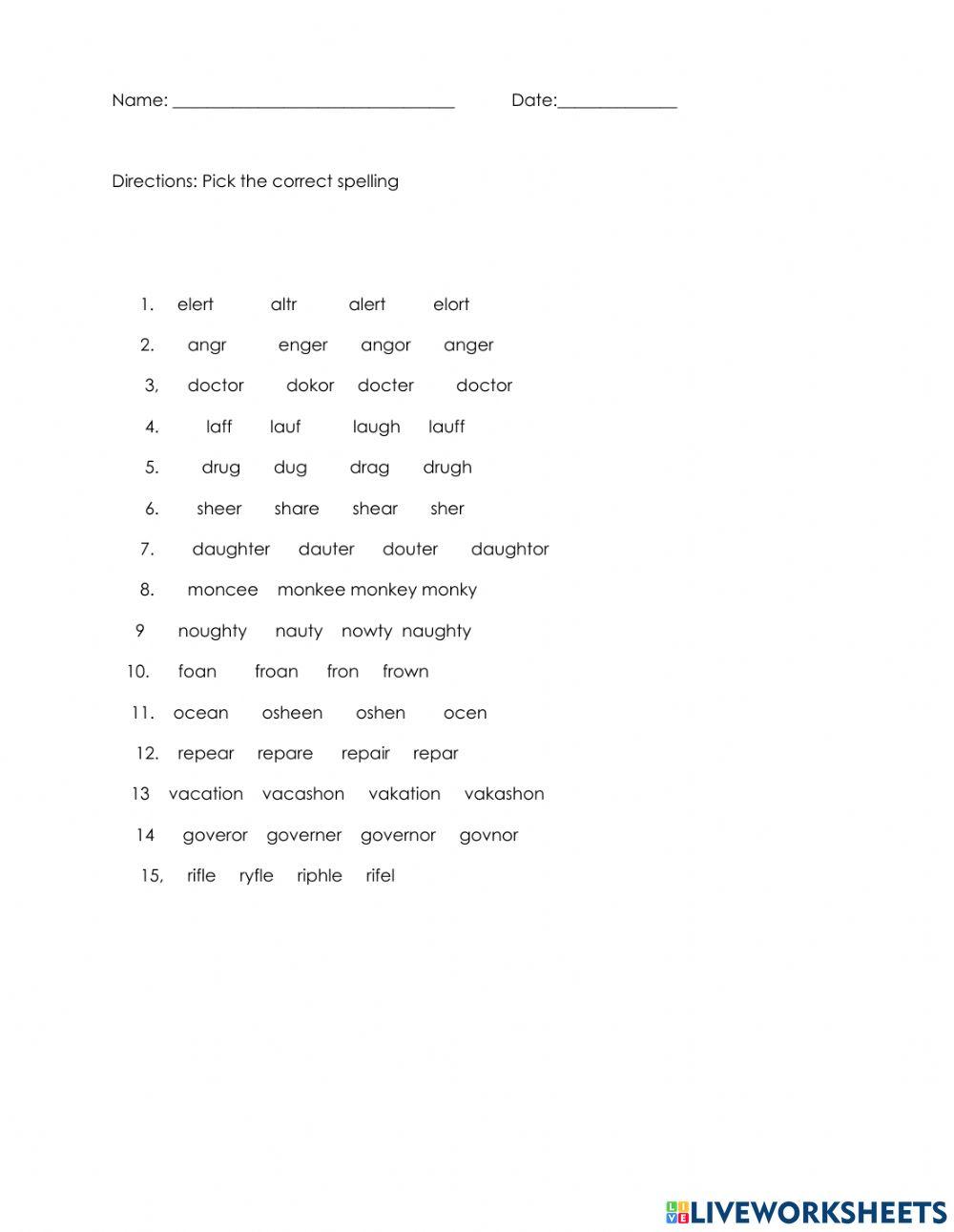 Spelling Test online exercise for Grade 4 | Live Worksheets