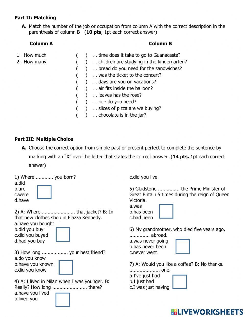 A2 Test Units 7… | Free Interactive Worksheets | 6795574