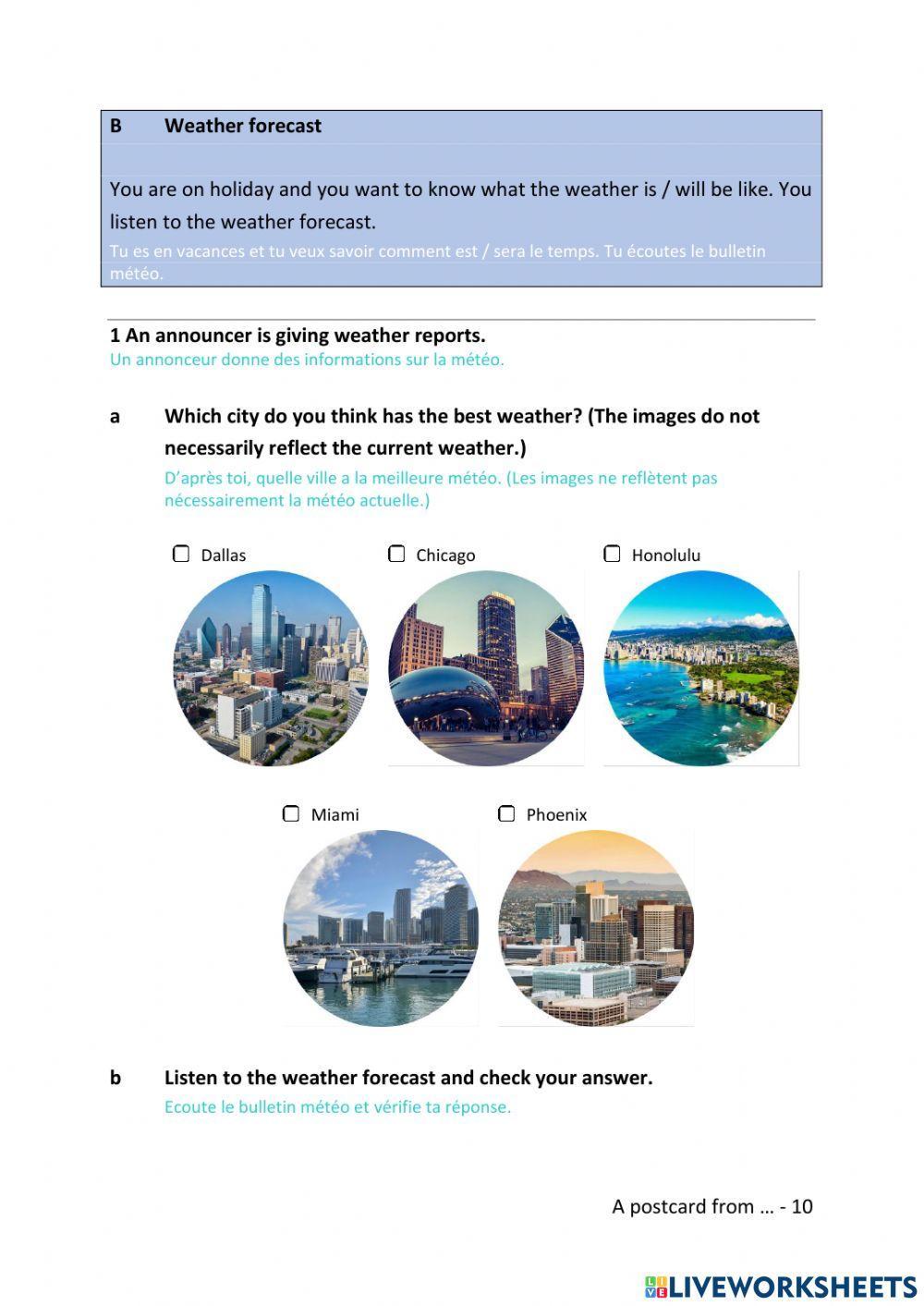 Pdf online worksheet: Weather forecast | Live Worksheets