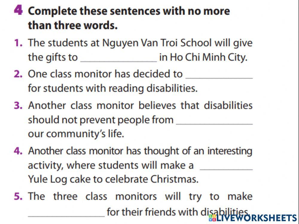 Unit 4: Caring … | Free Interactive Worksheets | 1719882