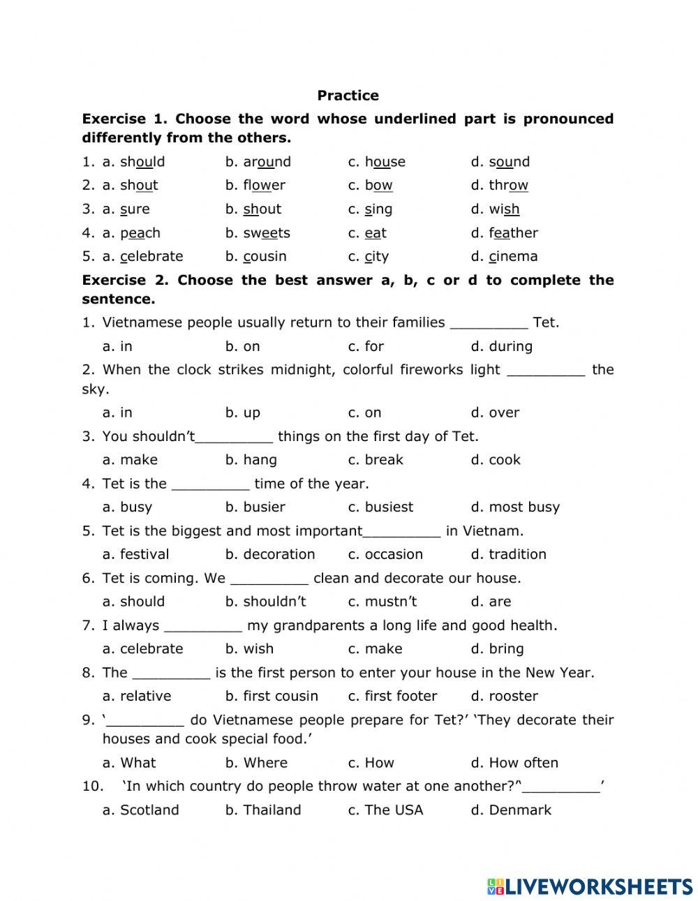 Tet holiday online worksheet | Live Worksheets