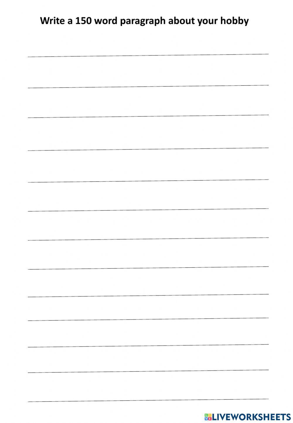 Write a paragraph about your hobby - lesson 13