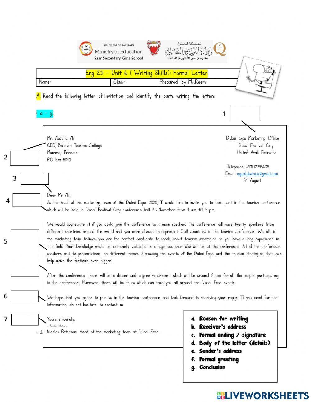 1720490 | Unit 6. Formal Letter | Reem Mohamed