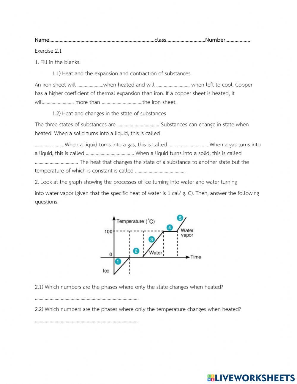 Heat exercise for 7 | Live Worksheets