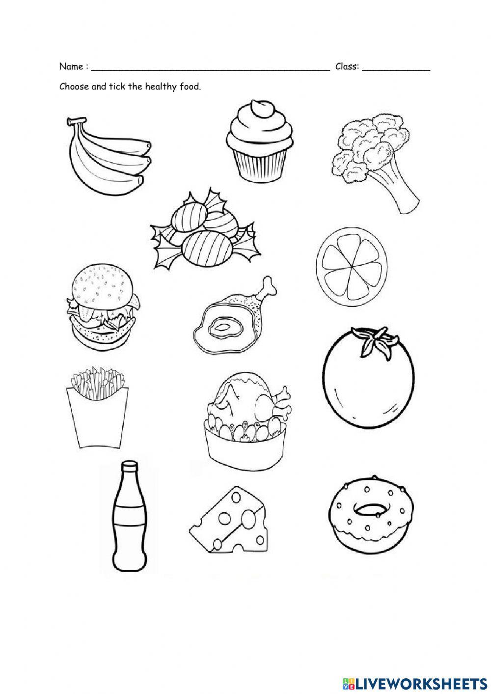 Healthy food online exercise for 1 | Live Worksheets