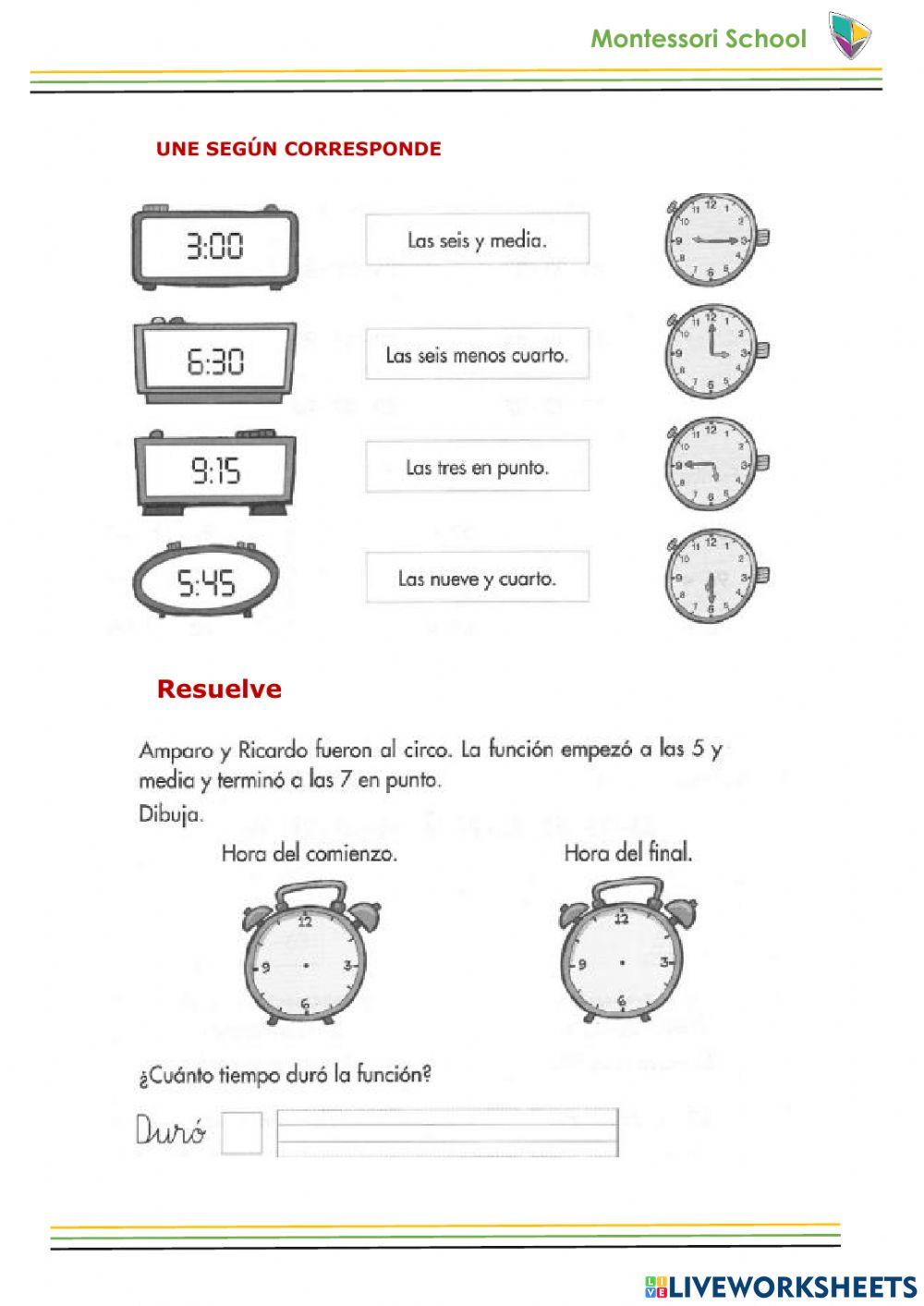 Reloj free exercise | Live Worksheets