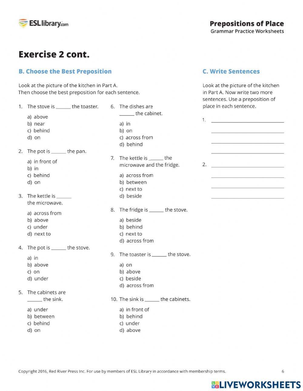 Prepositions of place online exercise for | Live Worksheets
