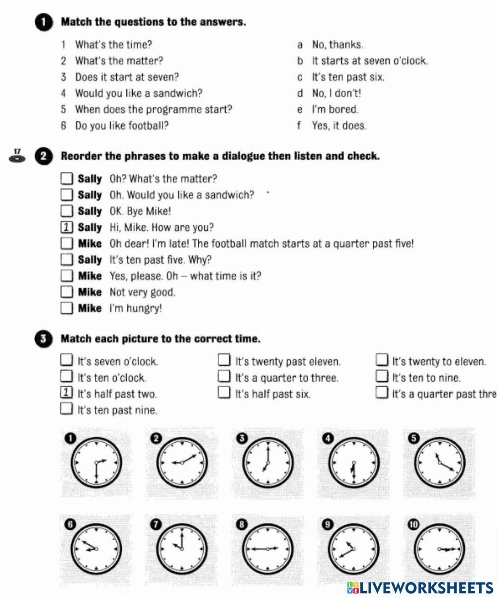 1721402 | Tell the time | My | LiveWorksheets