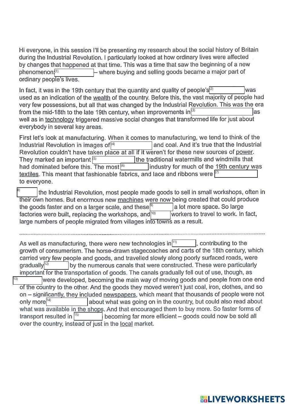 C15 t4 p4 consumerism + gaps worksheet | Live Worksheets