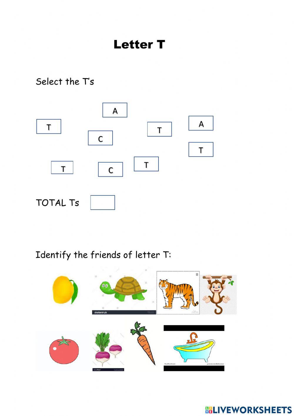 FOLLOW UP ACTIVITY OF LETTER T online exercise for | Live Worksheets