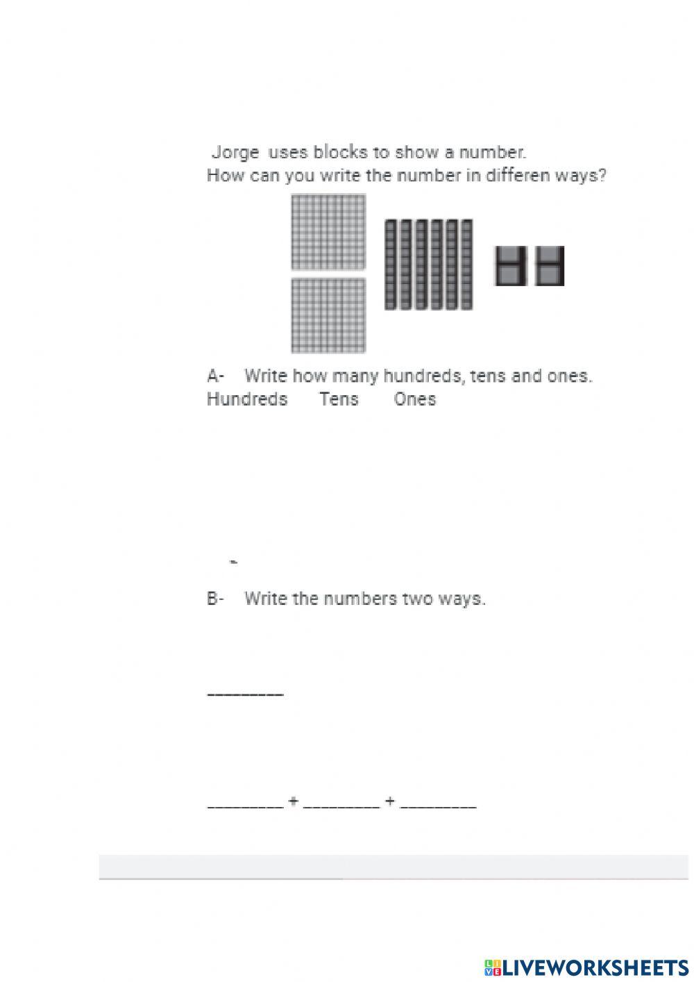 Place value online exercise for second | Live Worksheets