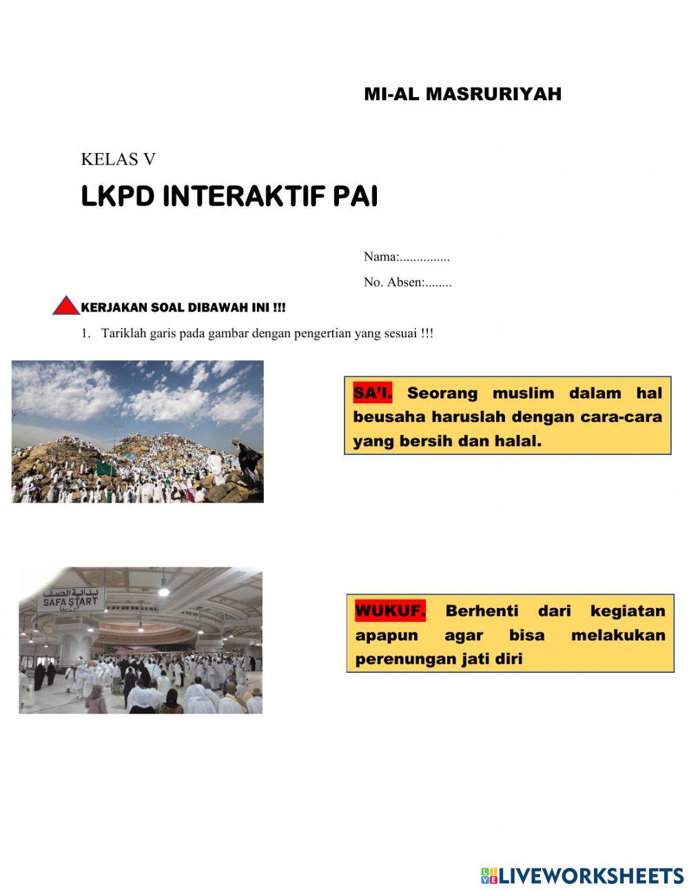Lkpd pai MI ALMASRURIYAH exercise | Live Worksheets