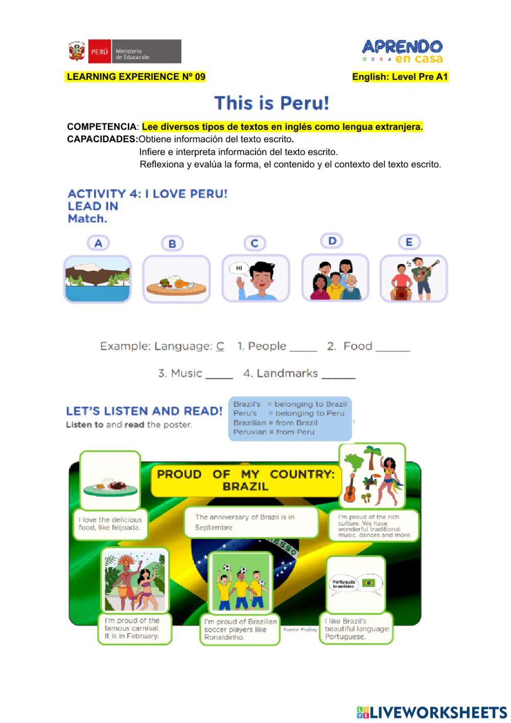 This is Peru!1 worksheet | Live Worksheets