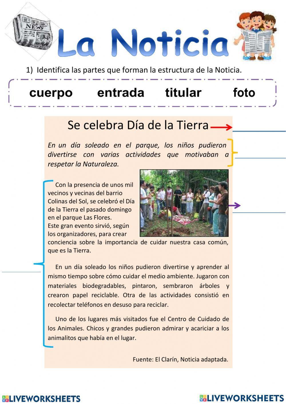 Partes De La Noticia Worksheet Live Worksheets | Porn Sex Picture