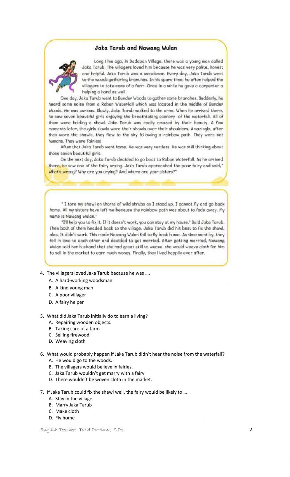 Daily Test 1- Narrative Text | tatat_patriani70 | Live