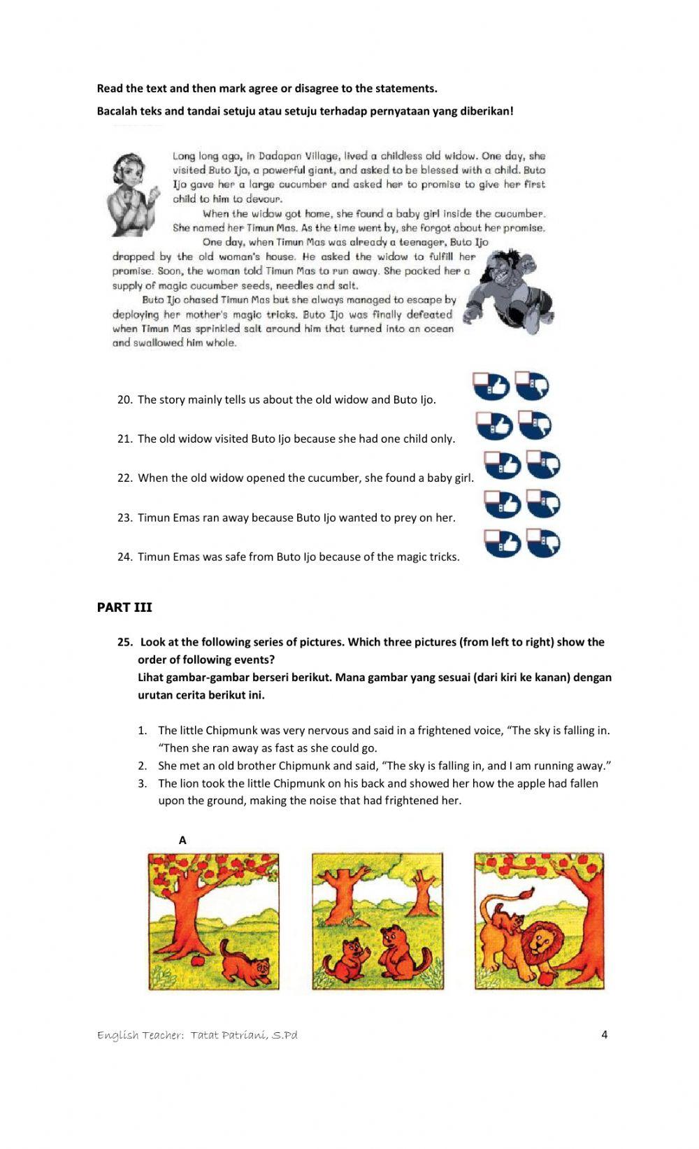 Daily Test 1- Narrative Text | tatat_patriani70 | Live