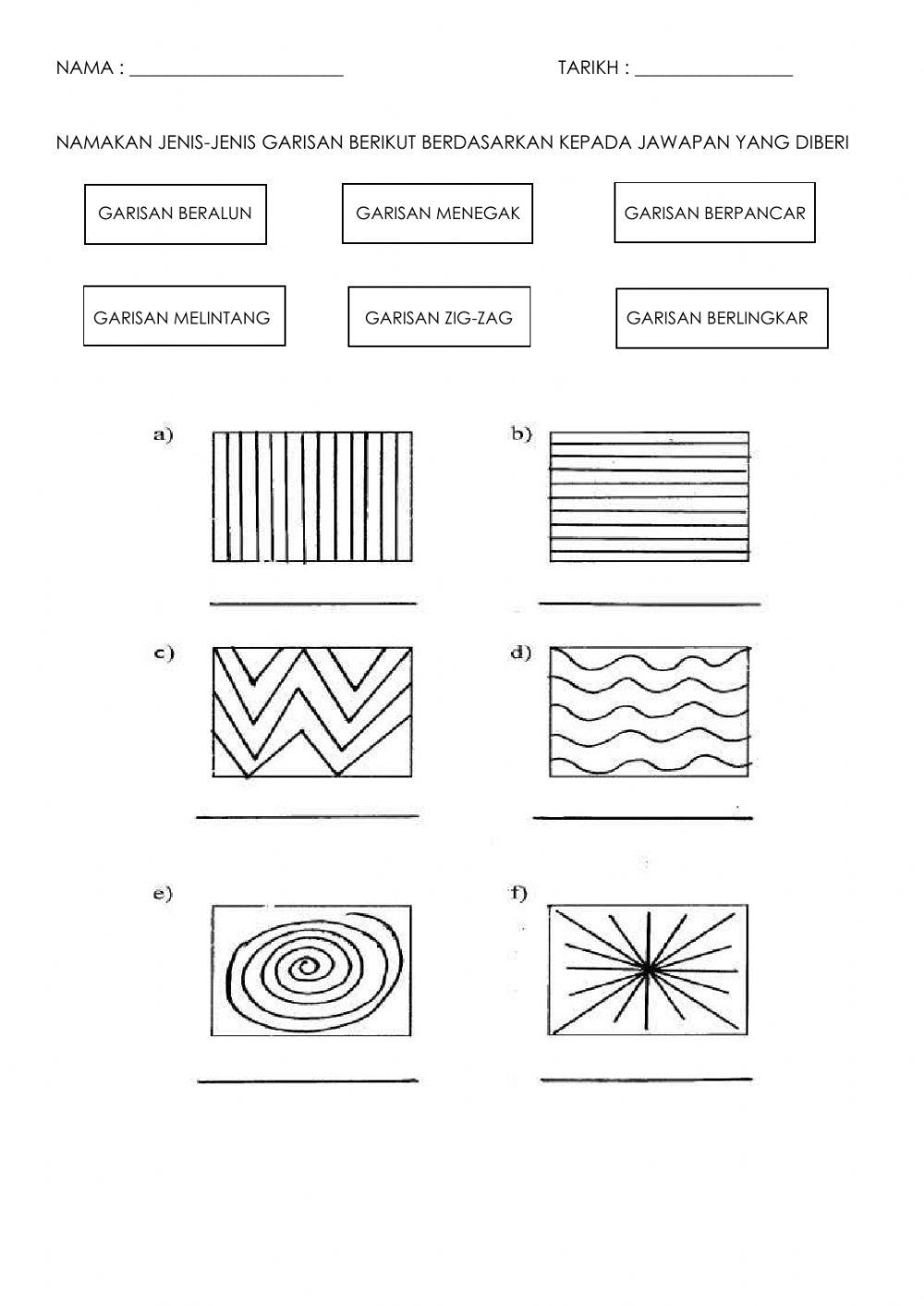 Jenis garisan worksheet | Live Worksheets