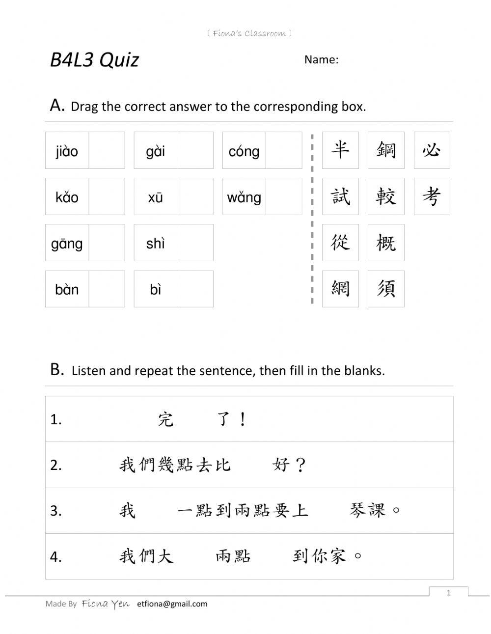 Quiz B4L3 worksheet | Live Worksheets