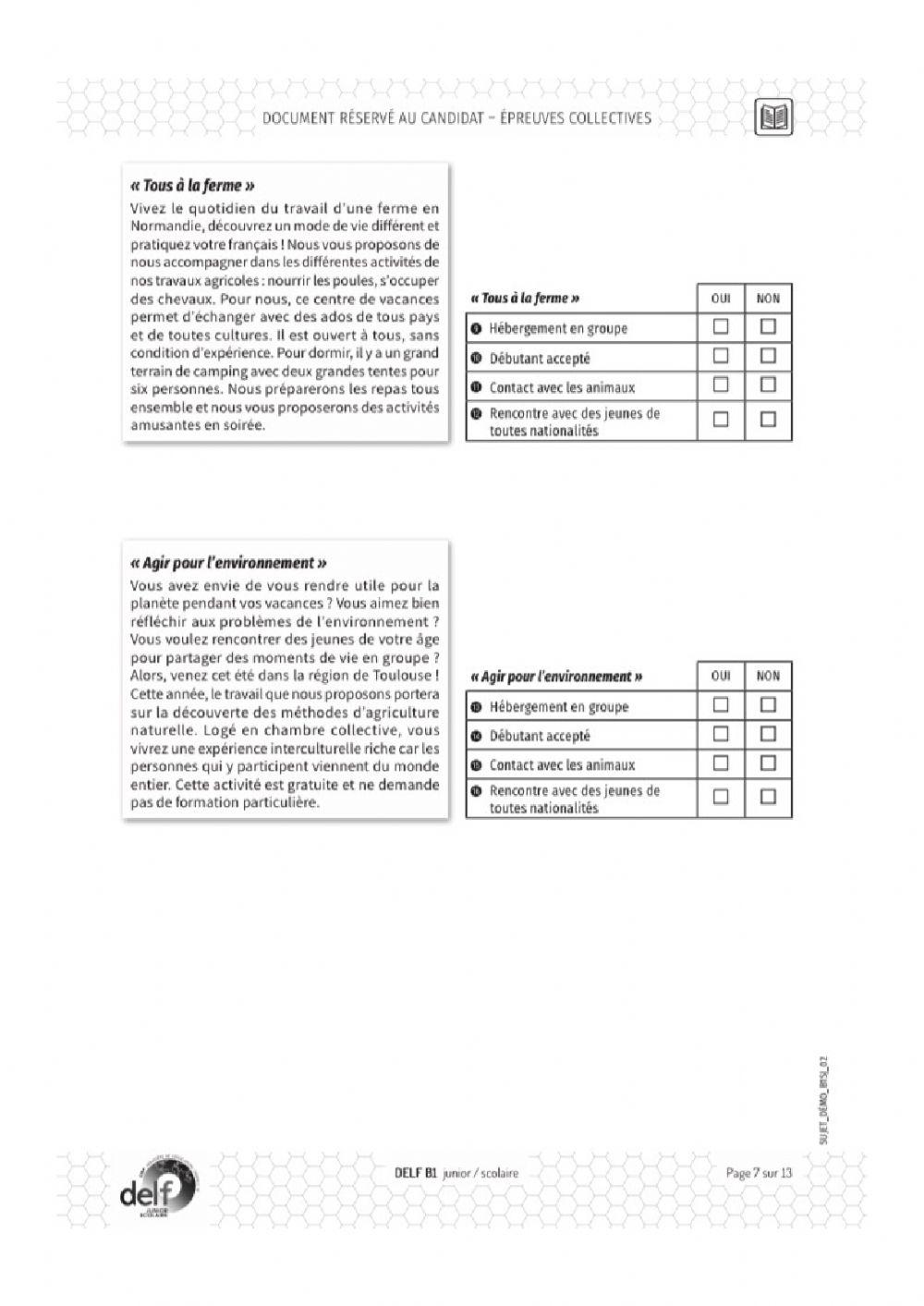 6394535 | Delf scolaire B1 Compréhension écrite model nou