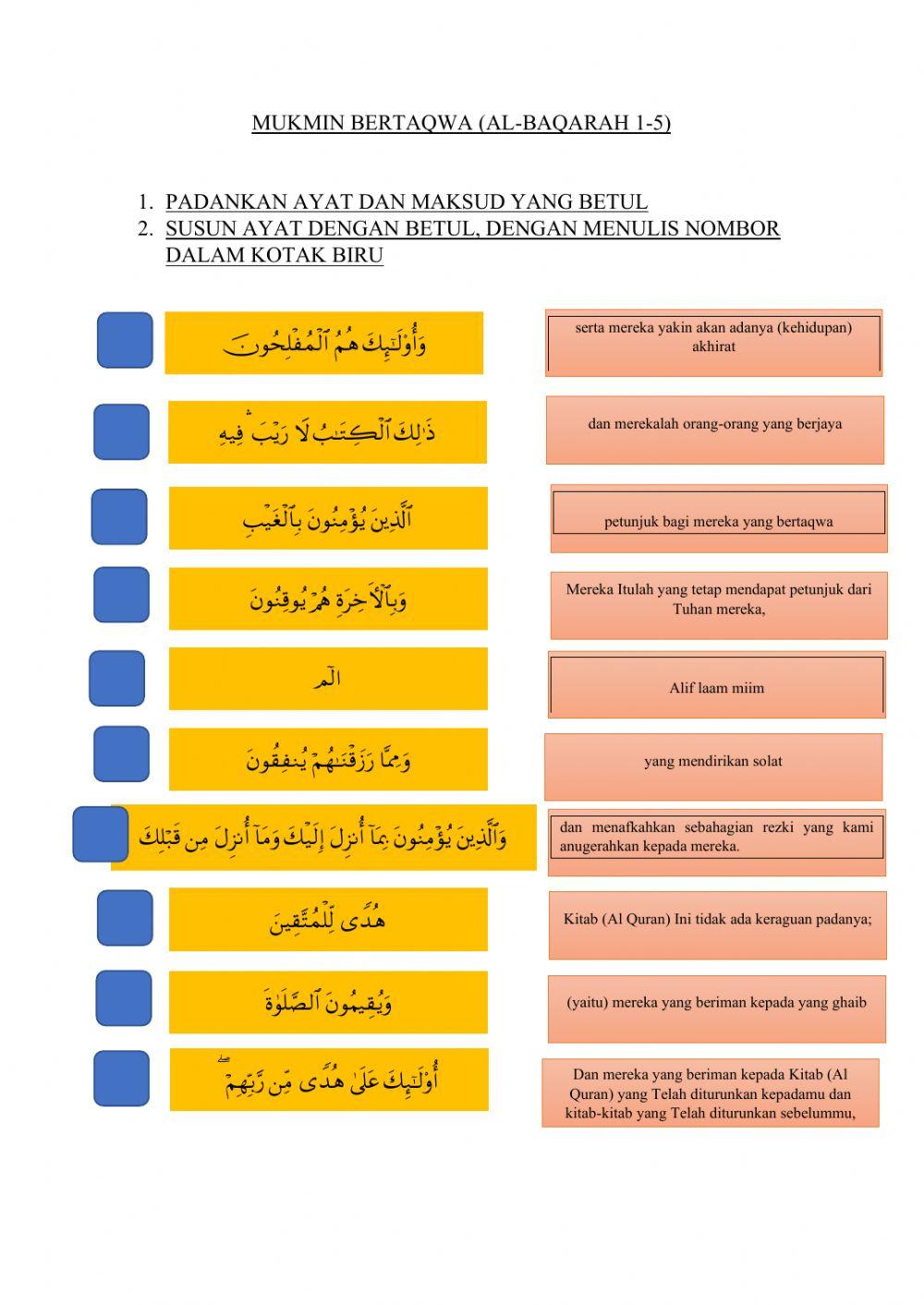 Mukmin bertaqwa worksheet | Live Worksheets