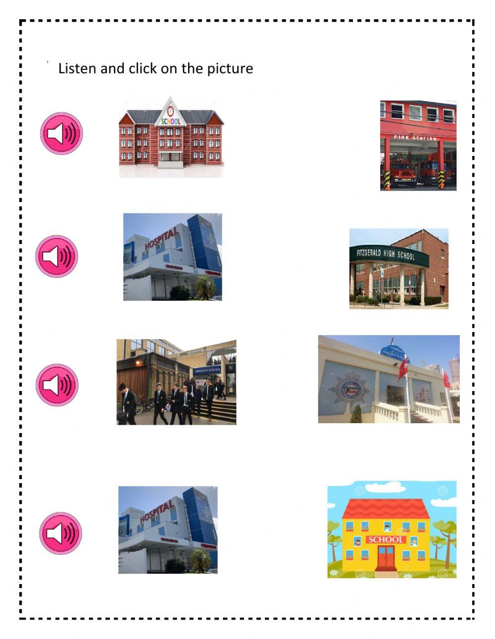 Look and click on the school worksheet | Live Worksheets