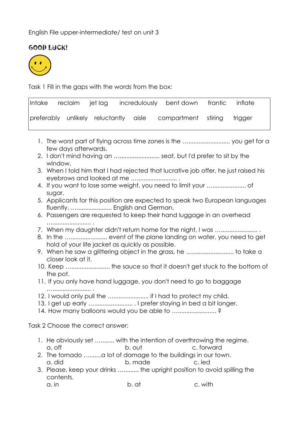 English File Upper inter Unit 3 Test Worksheet Live Worksheets english-file-upper-inter-unit-3-test-worksheet-live-worksheets