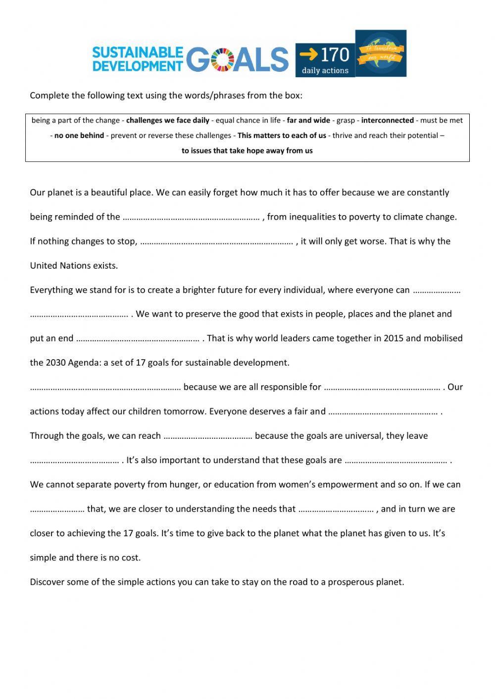 682780 | SDGs | BarbaraLucchetta | LiveWorksheets