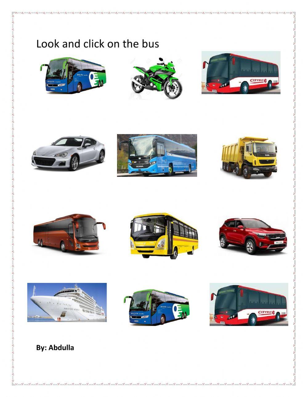 Find the bus worksheet | Live Worksheets