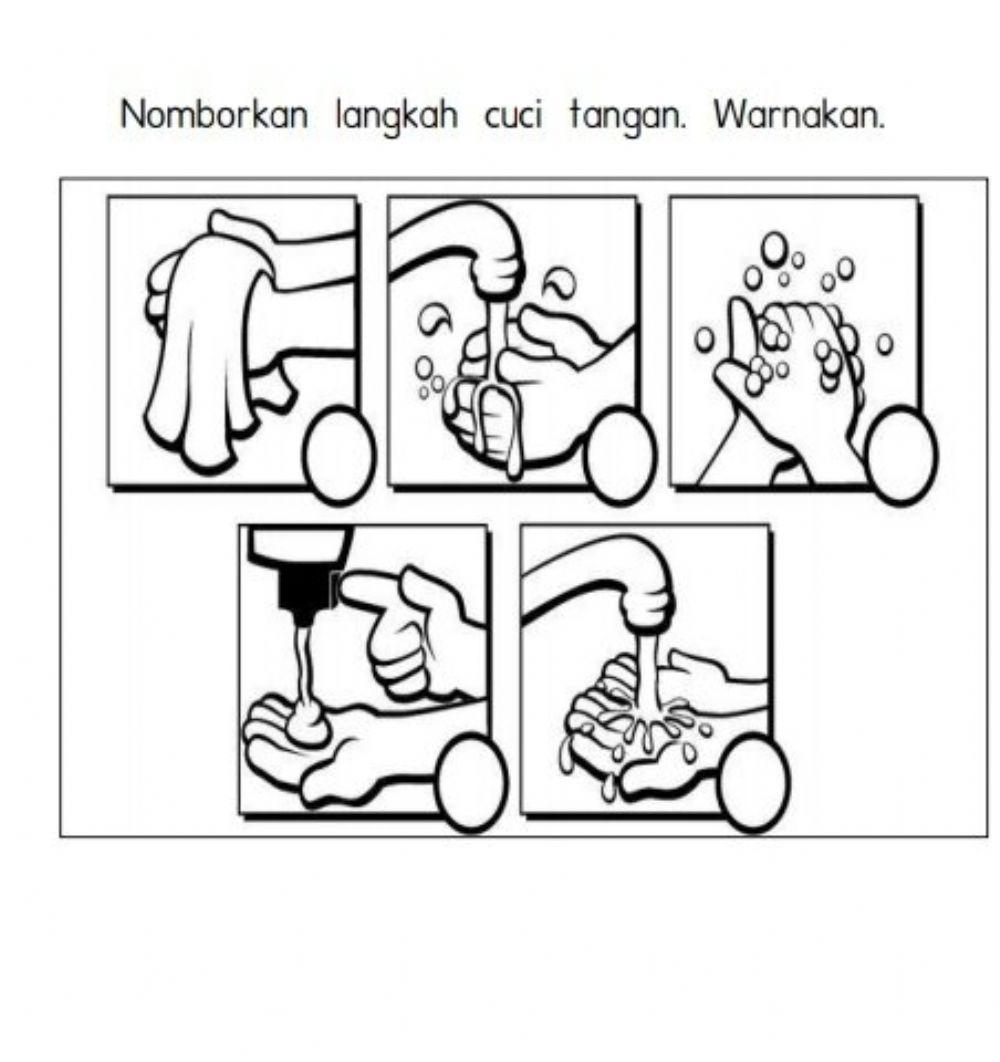 Langkah basuh tangan interactive worksheet | Live Worksheets