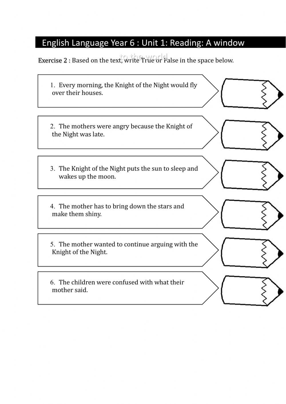 True or False exercise for Year 6 | Live Worksheets