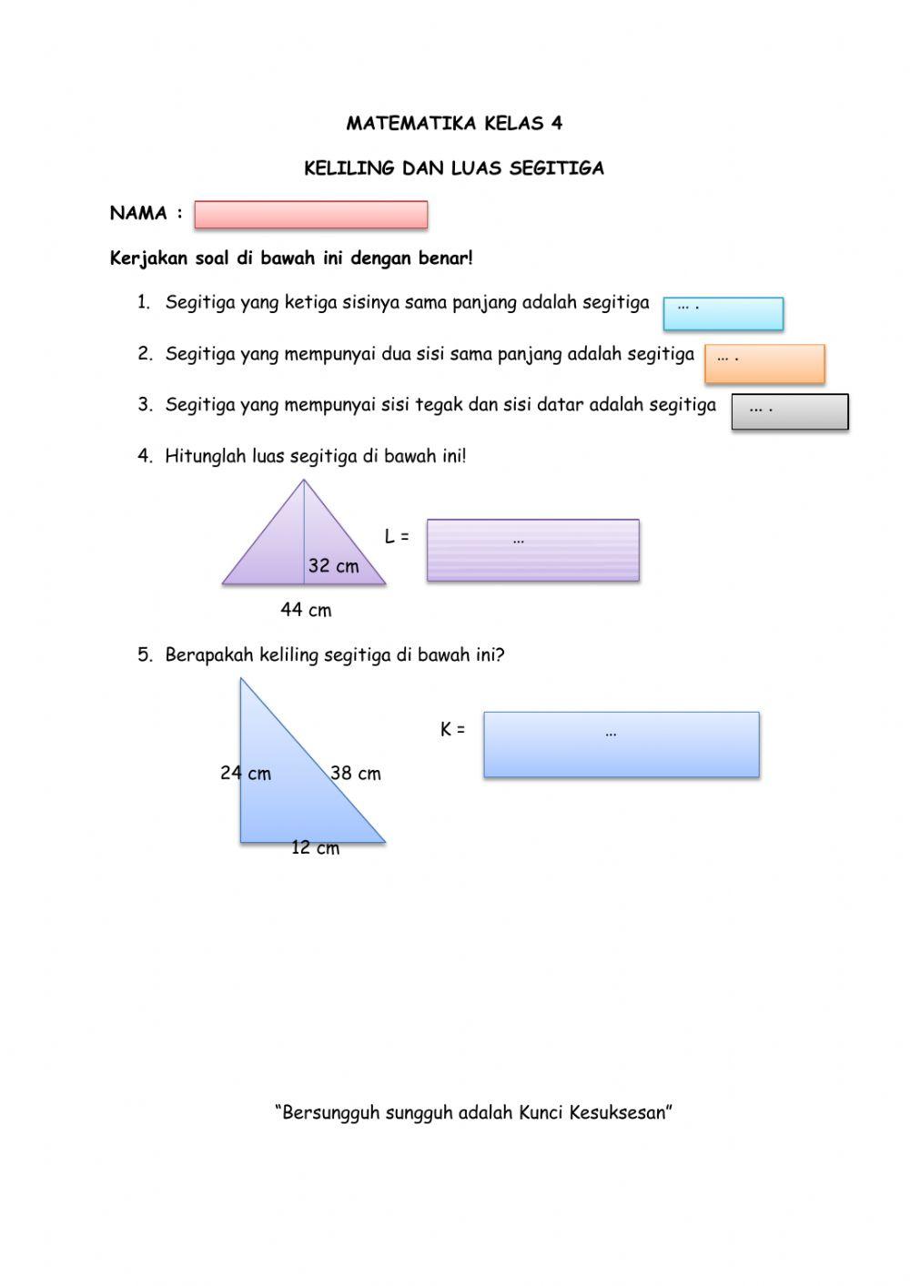 Segitiga worksheet | Live Worksheets