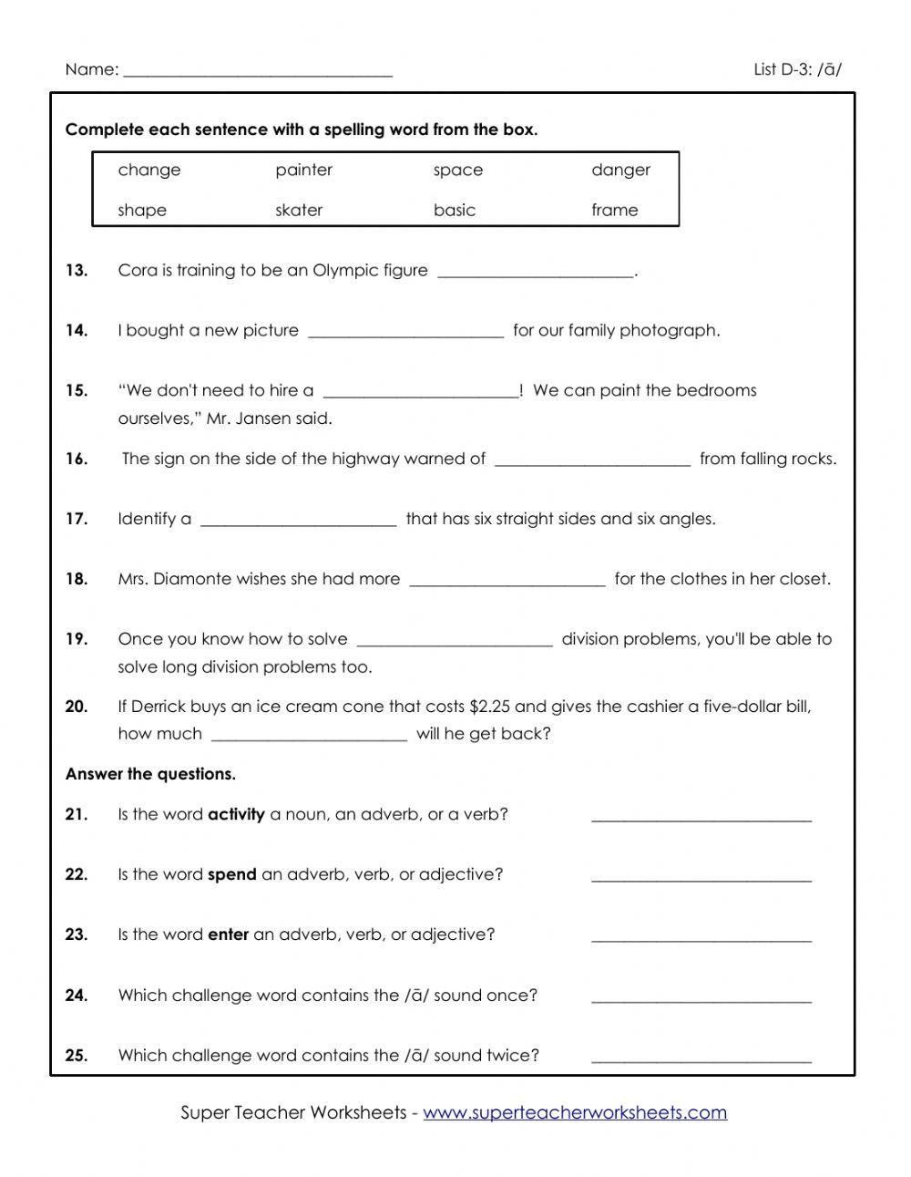 Spelling long -… | Free Interactive Worksheets | 4677838