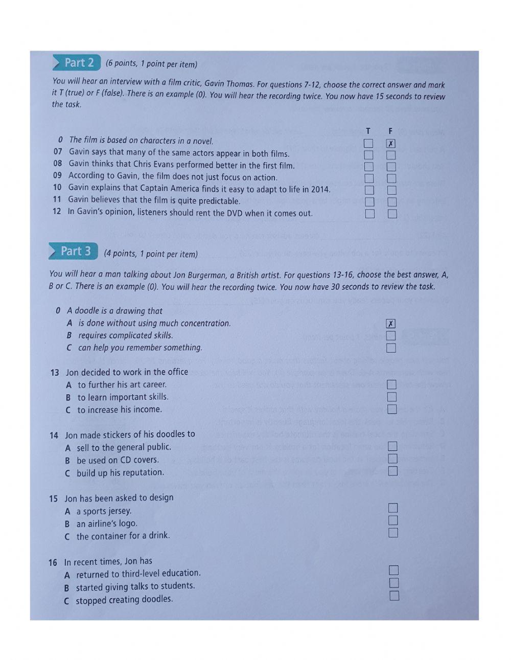 Listening exam 3 | Vilijapa | Live Worksheets