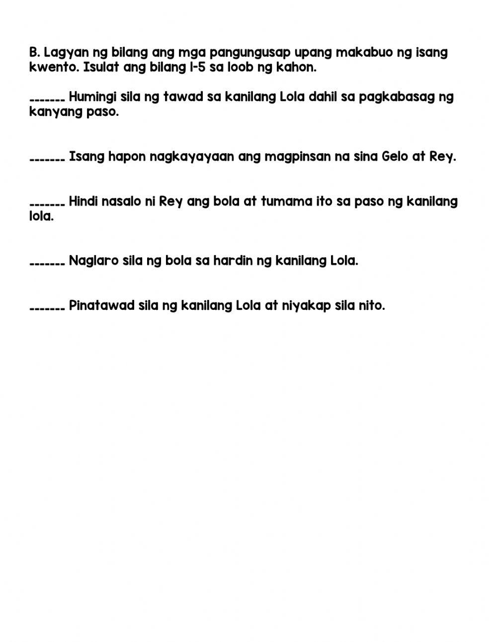Filipino exercise | Live Worksheets