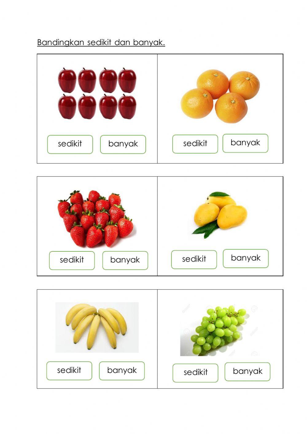 Sedikit dan banyak bandingkan worksheet | Live Worksheets