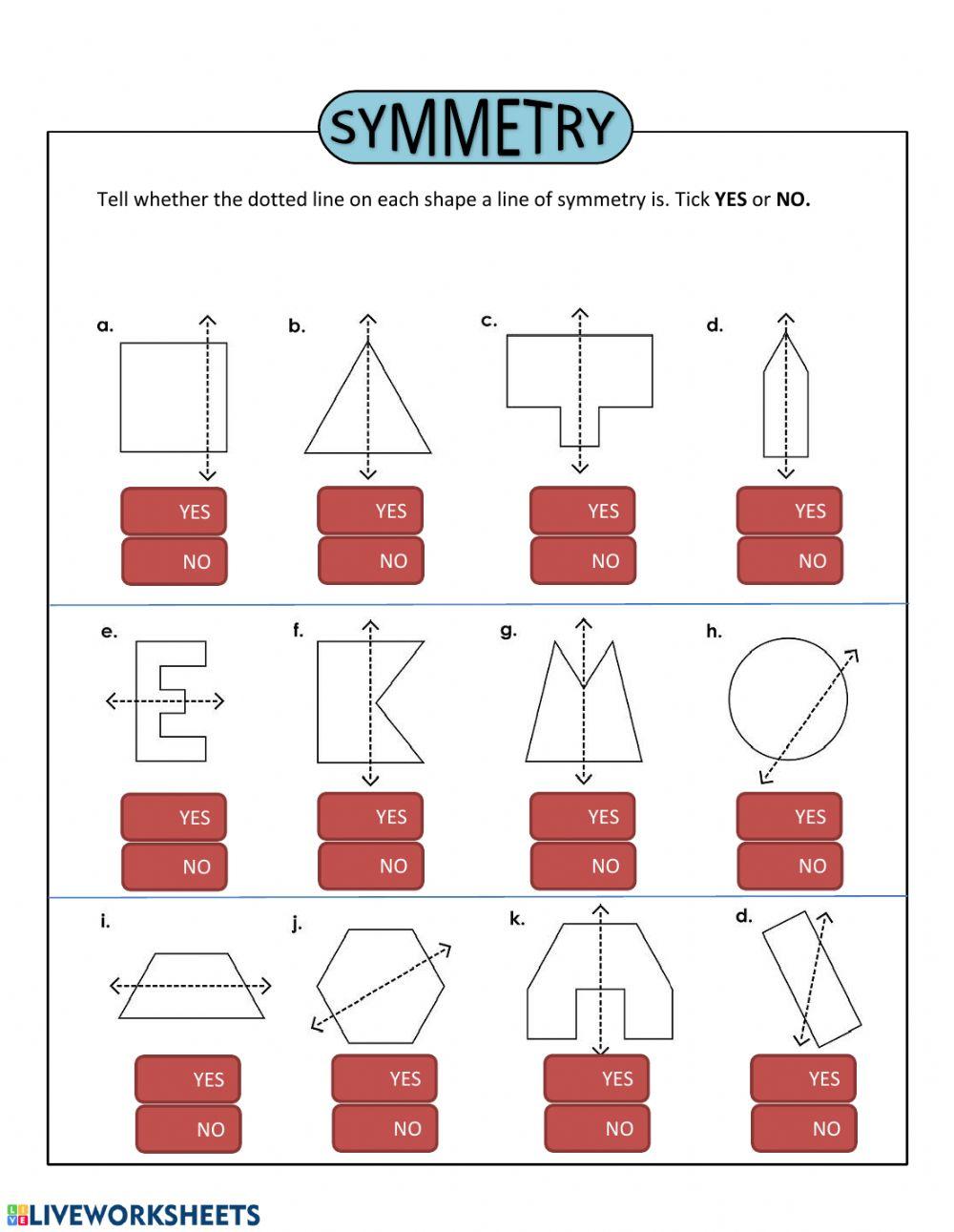SYMMETRY YEAR 3 6395797 | immie22 | Live Worksheets