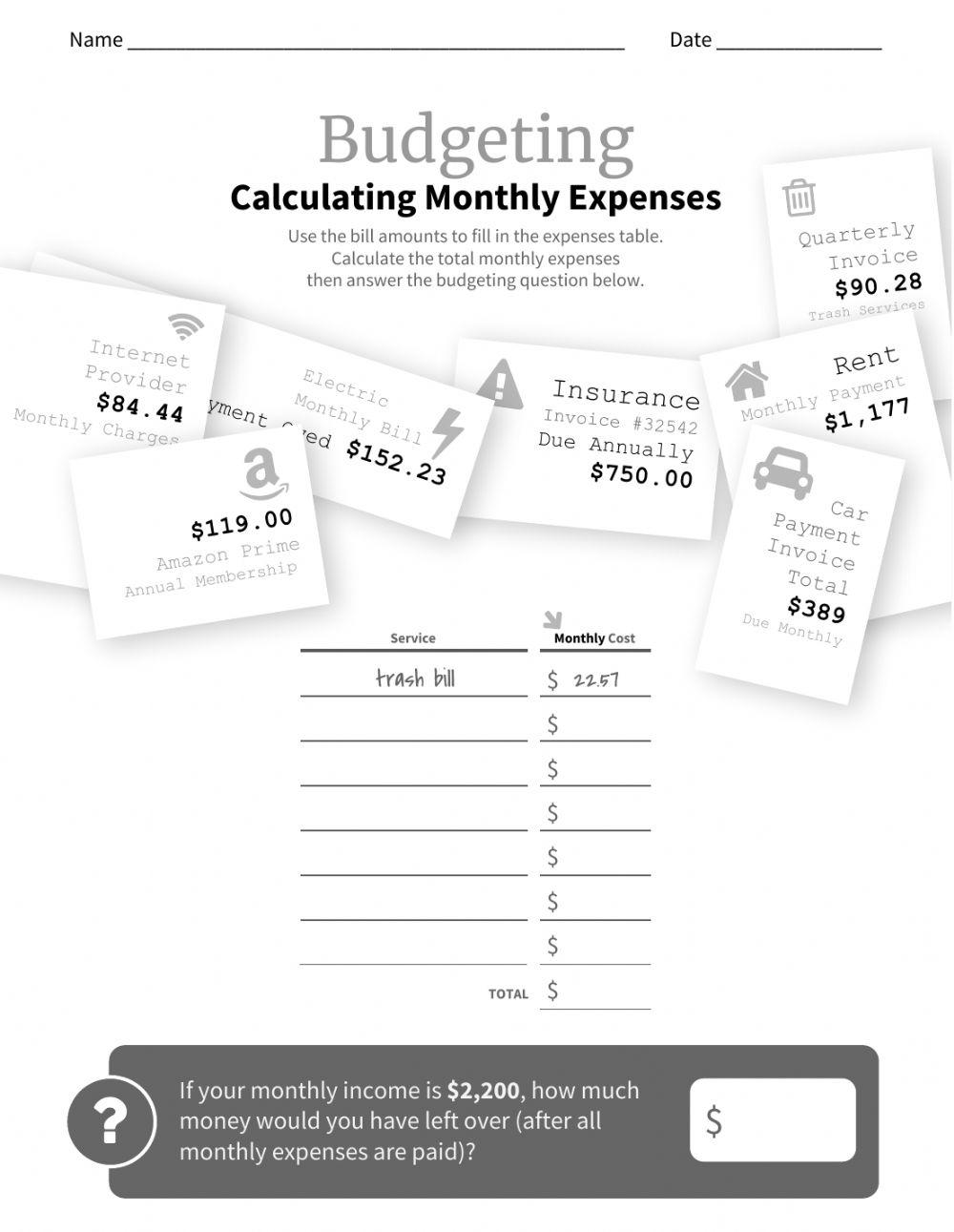 4678655 | Budgeting | Shawn Fletcher | LiveWorksheets