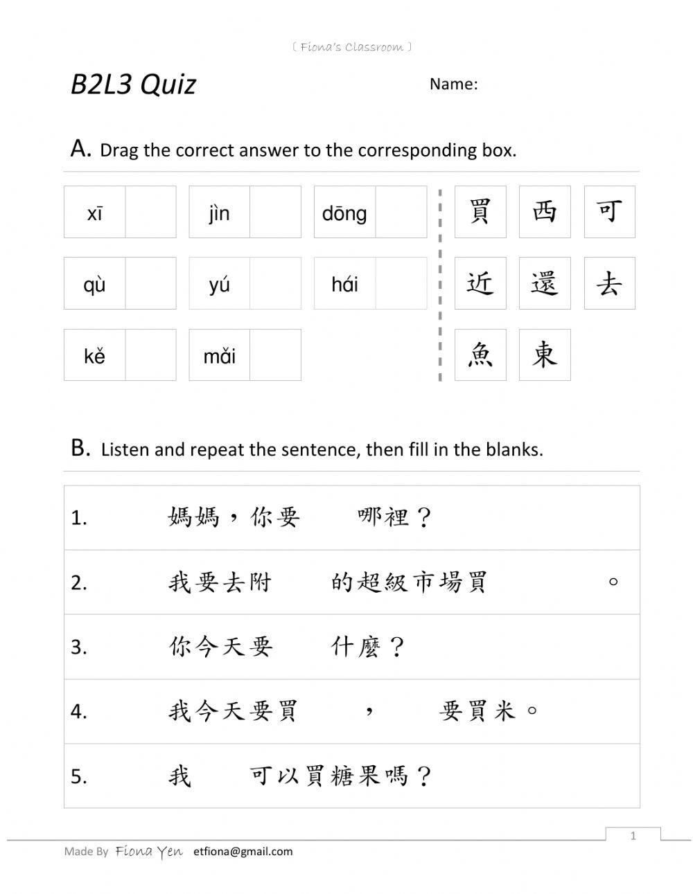 Quiz B2L3 worksheet | Live Worksheets